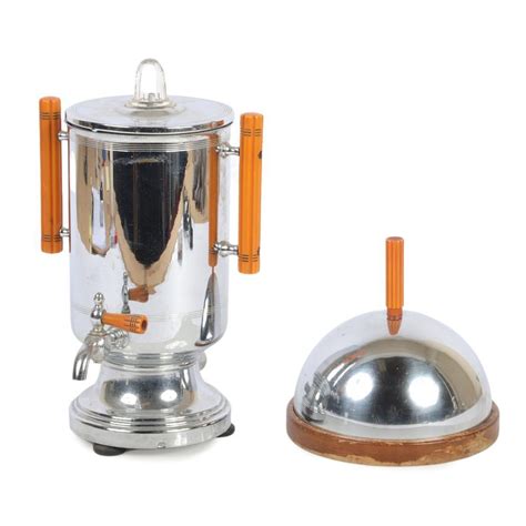 Farberware Deco Percolator With Bakelite Butterscotch Handles And