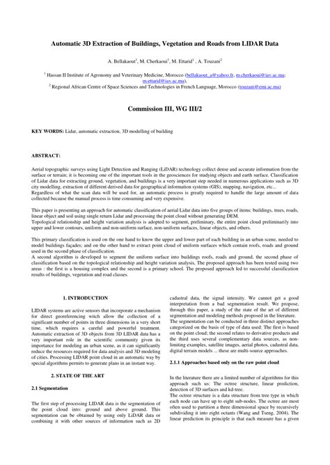 Pdf Automatic 3d Extraction Of Buildings Vegetation And Roads From Lidar Data