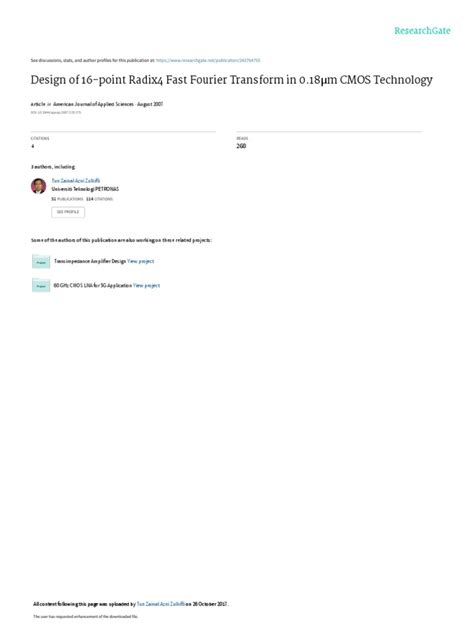 Design Of 16 Point Radix4 Fast Fourier Transform I Pdf Fast Fourier Transform Discrete