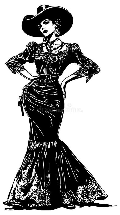 Wild West Saloon Girl Illustration Generative Ai Stock Vector