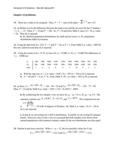 Homework Solutions Statistics