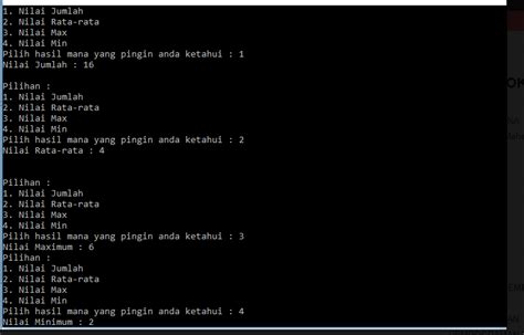 Al Munawar Program C Menghitung Nilai Jumlah Rata Rata Minimal Dan Minimal