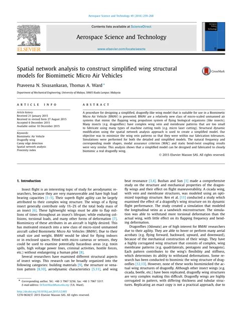 PDF Spatial Network Analysis To Construct Simplified Wing Structural Models For Biomimetic