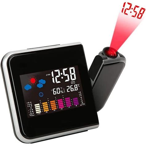 Ceas De Birou Procart Proiector Cu Led Reglabil Ecran Lcd Alarma Data Statie Meteo De