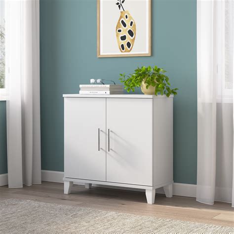 Somerset Small Storage Cabinet With Doors And Shelves In White