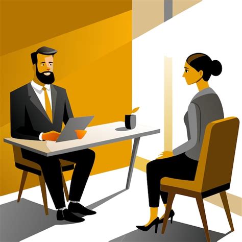Entrevista con el nuevo empleador Ilustración vectorial plana 2 ...