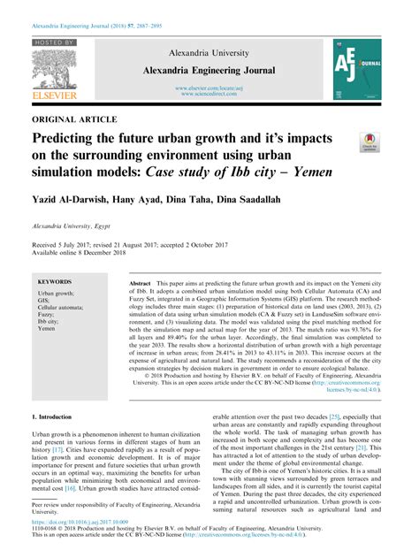 Pdf Predicting The Future Urban Growth And Its Impacts On The Surrounding Environment Using