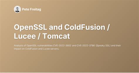 Openssl And Coldfusion Lucee Tomcat