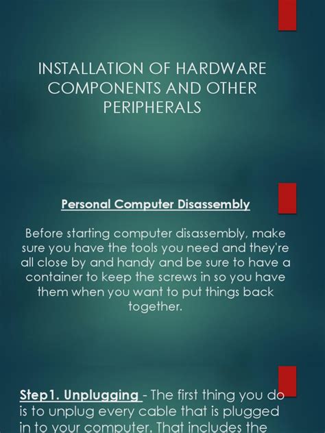 installation of hardware components and other peripherals pdf