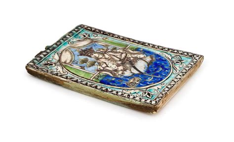 Lot A Polychrome Qajar Tile Depicting Kay Khosrow 19th 20th Century