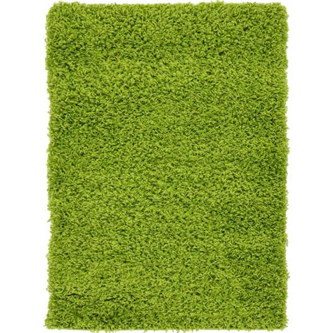 Unique Loom Solid Shag Grass Green 2 Ft X 3 Ft Area Rug 3127908 The