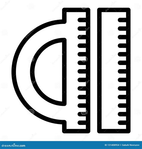 Geometry Ruler Line Icon Protractor Ruler Vector Illustration Isolated On White Stock Vector