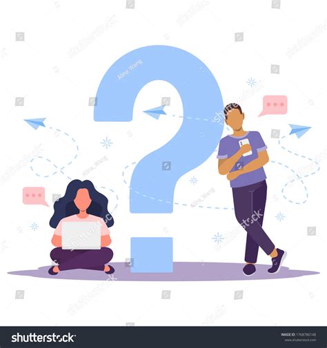 Woman Man Looking Phonelaptop Question Mark Stock Vector Royalty Free 1768786148 Shutterstock