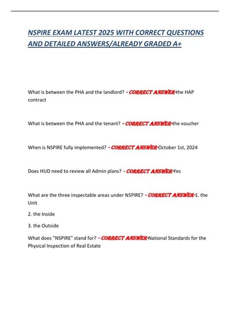 Nspire Exam Latest 2025 With Correct Questions And Detailed Answers Already Graded A Nspire