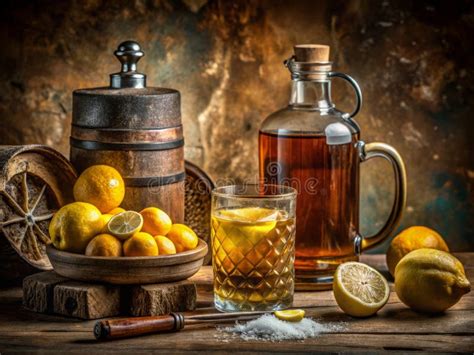 A Nostalgic Pour Aged Whiskey Flows From A Worn Flask Into A Stein Surrounded By Antique