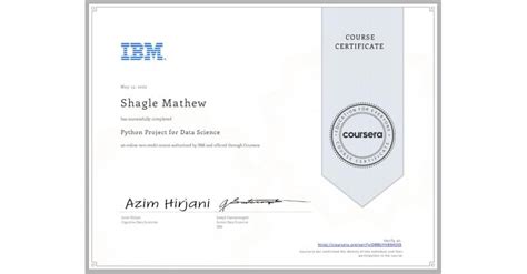 Shagle Mathew On Linkedin Completion Certificate For Python Project For Data Science