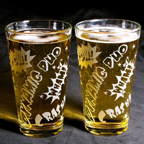 Comic Book Superhero Pint Glasses Groomsmen Ts