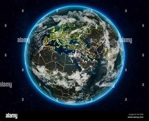 Israel From Space With Borders