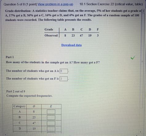 solved question 5 of 8 1 point view problem in a pop up