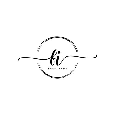 Vector Template For Circular Fi Logo With Initial Handwritten Design