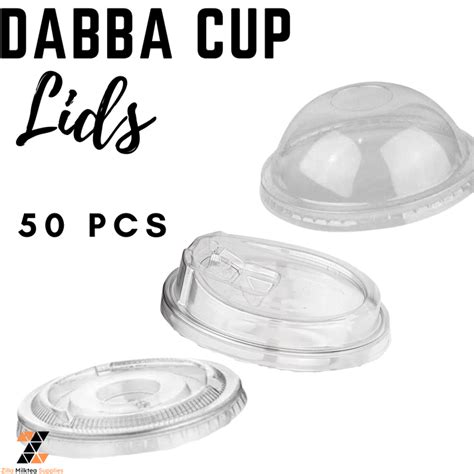 Dabba Cups Dabba Lids Strawless Flat Dome 50 100 Pcs Plastic For Zilla Milktea Supplies