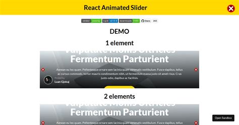 React Animated Slider Multiple Examples Codesandbox