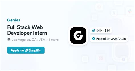 Full Stack Web Developer Intern Genies Simplify Jobs