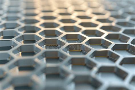 3d Hexagonal Metallic Pattern Close Up Of Hexagon Array Stock Image