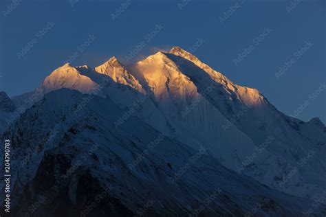The Sunrise Dawn Upon Rakaposhi Peak 7788m From View Point At Hunza