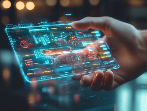 Futuristic Holographic Interface With Glowing Digital Data And