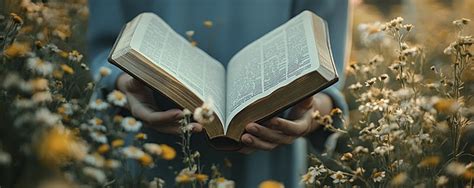 Reading The Bible In A Field Of Flowers Finding Peace And Inspiration Background Grace