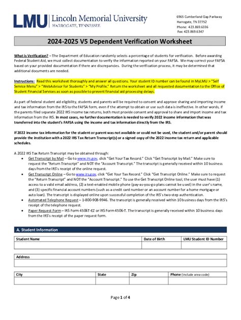 Fillable Online 2024 2025 V5 Dependent Verification Worksheet Fax Email