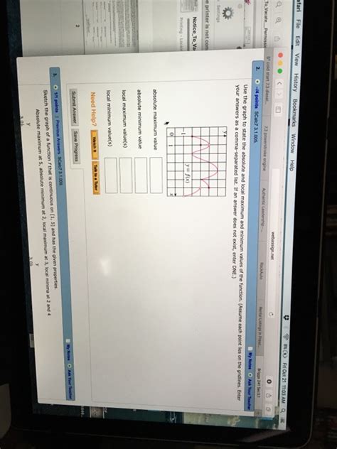 Solved Use The Graph To State The Absolute And Local Maximum