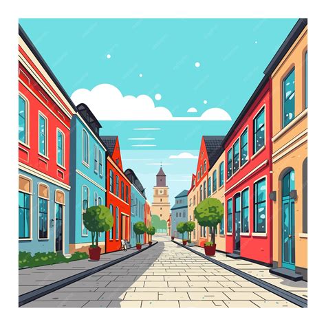 Street Scene Illustration Vector Premium Ai Generated Vector