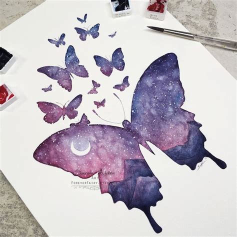 Galaxy Sky Butterfly Print Witchy Galaxy Art Galaxy Etsy