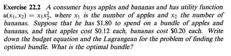 Solved Exercise 222 A Consumer Buys Apples And Bananas And