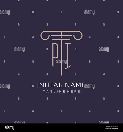 Pi Initial With Pillar Logo Design Luxury Law Office Logo Style Design