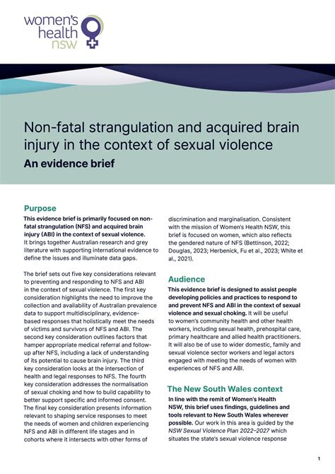 Non-fatal strangulation and acquired brain injury in the context of sexual violence: an evidence ...
