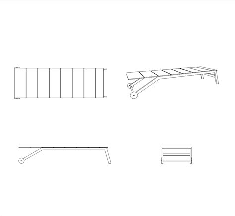 Slatted Sun Lounger Dwg Cad Block Free Download
