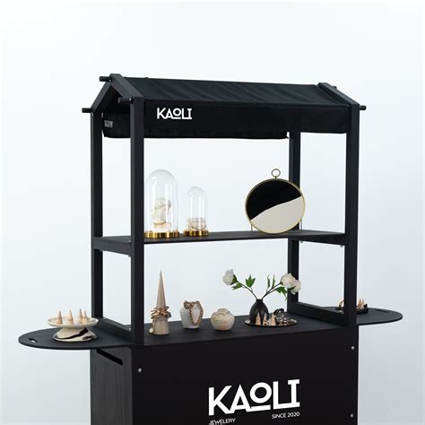 Black Display Cart With Awning Portable Booth For Trade Shows