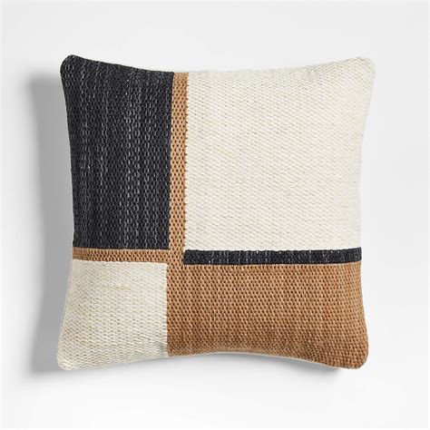 Lazio Woven Kilim Colorblock 20x20 Ink Black And Brulee Brown Throw