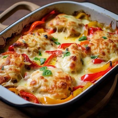 Poulet Et Poivrons Au Four Au Fromage Recette Savoureuse Baked
