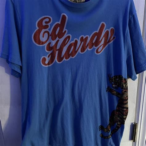 Ed Hardy Graphic Tee W Rhinestones And Super Cool Depop