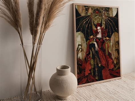 Lilith Sitting Throne Devil Print Demon Vintage Dark Art Occult