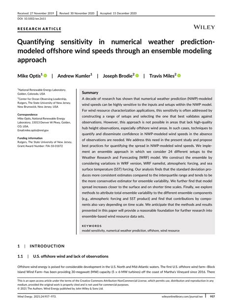 pdf quantifying sensitivity in numerical weather prediction‐modeled