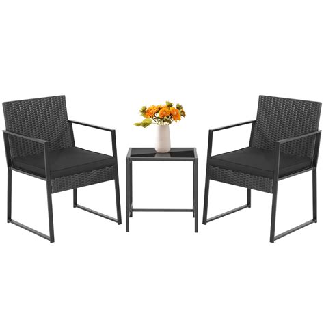 3 Piece Modern Patio Furniture Set With Coffee Table Heavy Duty