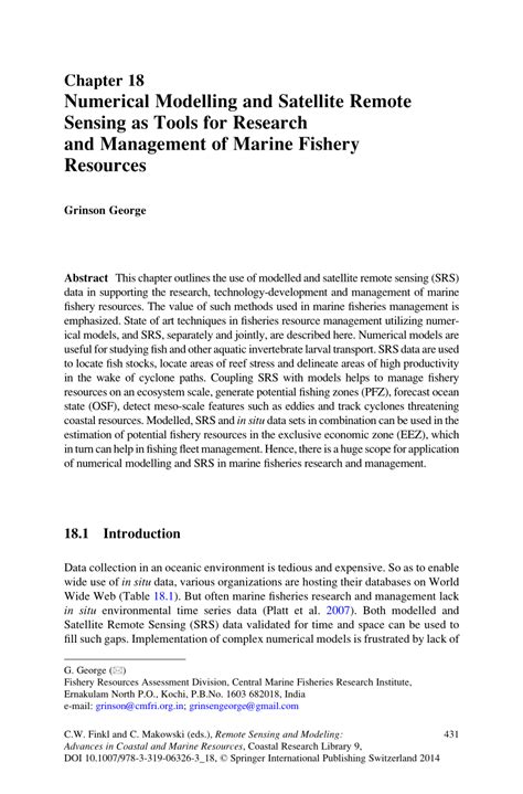 Pdf Numerical Modelling And Satellite Remote Sensing As Tools For