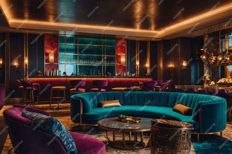 Contemporary Hotel Lounge Area With Stylish S Ac A Bf F F E Ced C F Premium Ai Generated Image