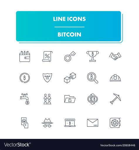 Line Icons Set Bitcoin Royalty Free Vector Image