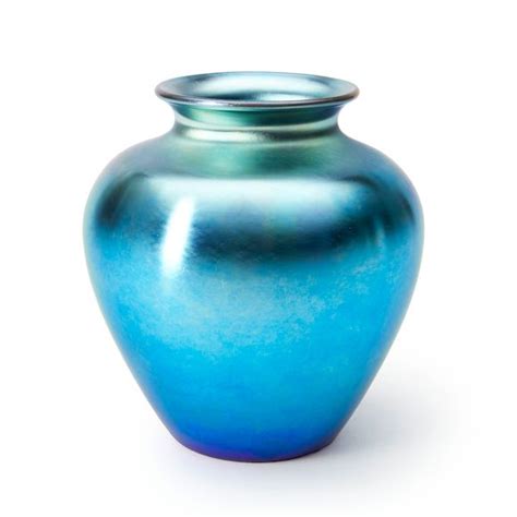 Bonhams Skinner Steuben Blue Aurene Glass Vase Early 20th Century Incised Mark Steuben Ht